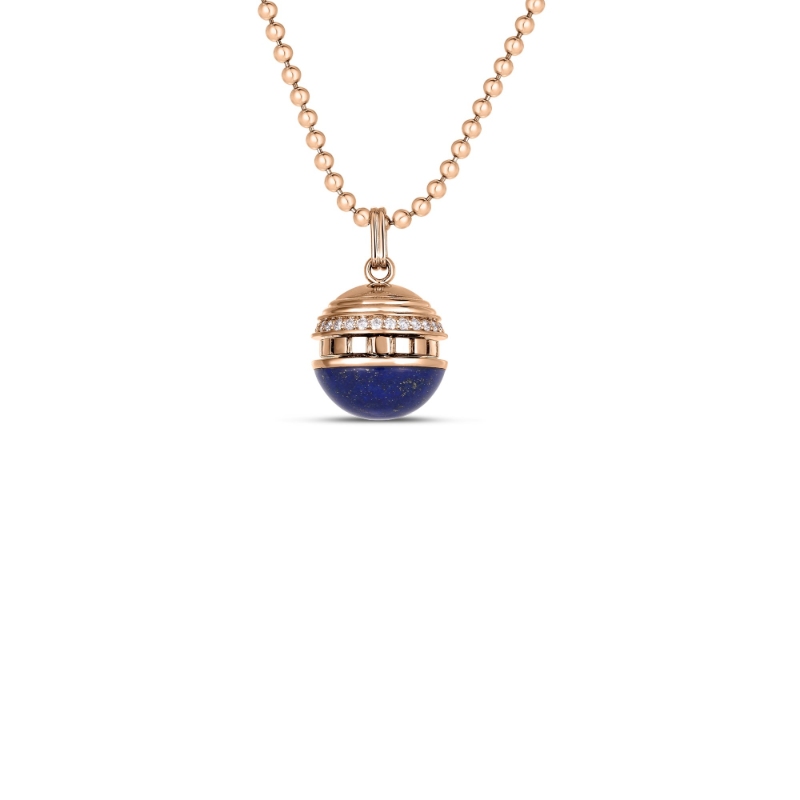 ROBERTO COIN 18K ROSE GOLD DIAMOND BLUE LAPIS MOSAIC BALL NECKLACE BLAP ...